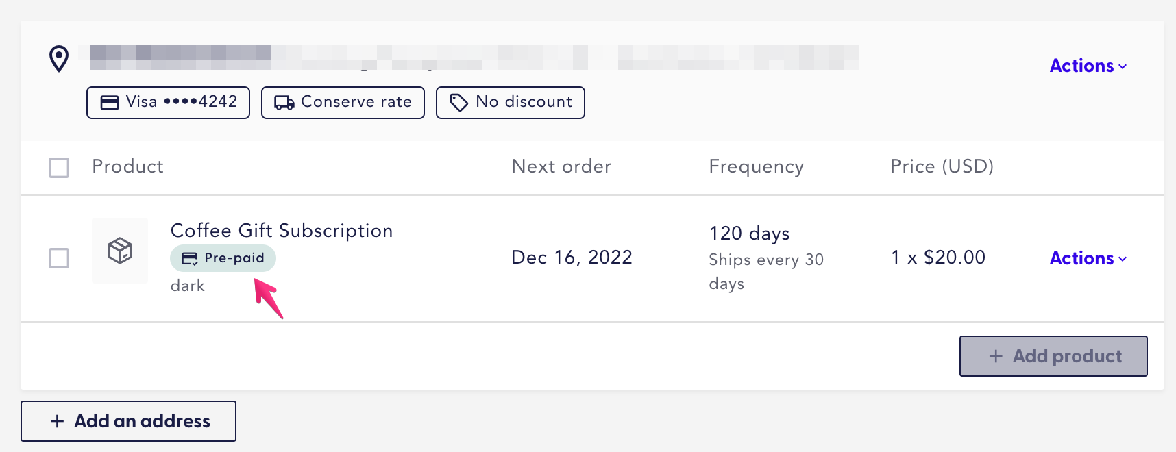 Subscription and Order details pages – Recharge