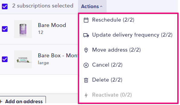 Bulk editing subscriptions in the merchant portal – Recharge