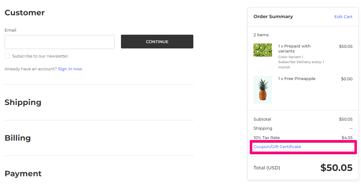 Applying discounts at checkout using the BigCommerce Checkout Integration – Recharge