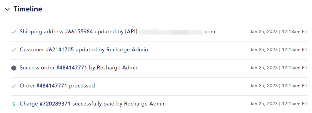 Viewing customer actions – Recharge
