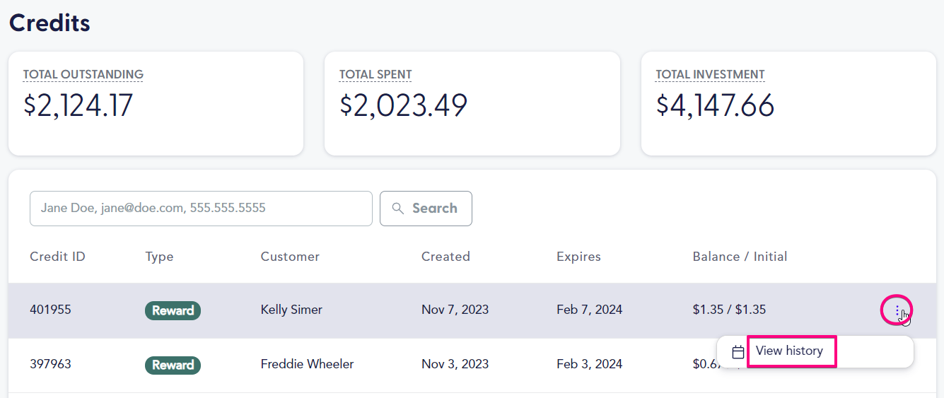 Credits – Recharge