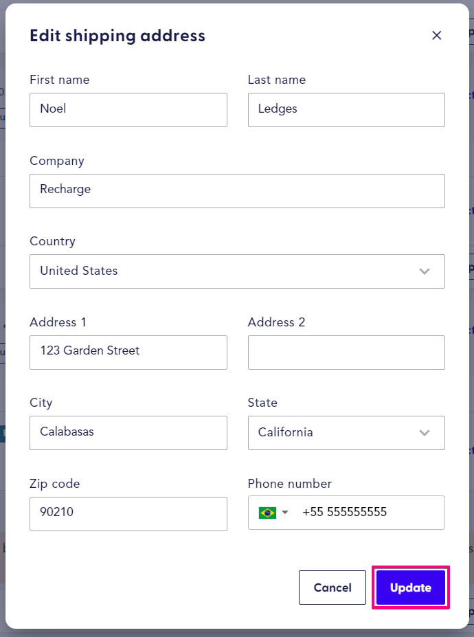 Updating Shipping Address For A Customer Recharge 2436