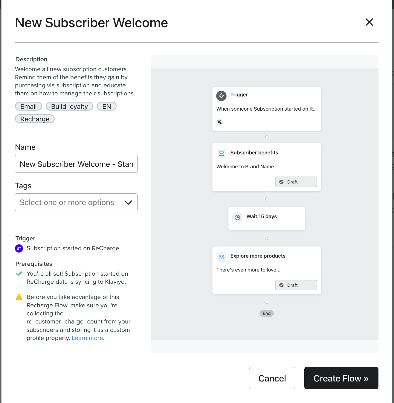 How to use Recharge pre-built flows in Klaviyo – Recharge