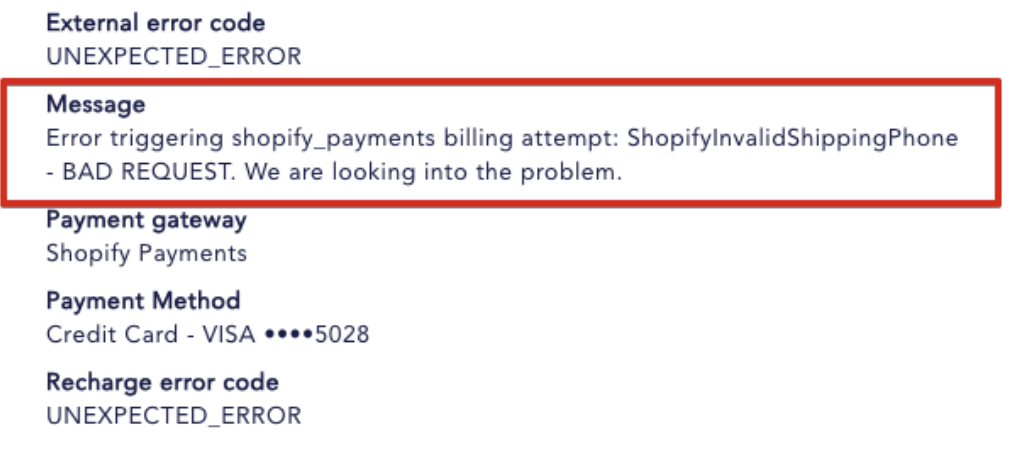 Troubleshooting unexpected errors – Recharge