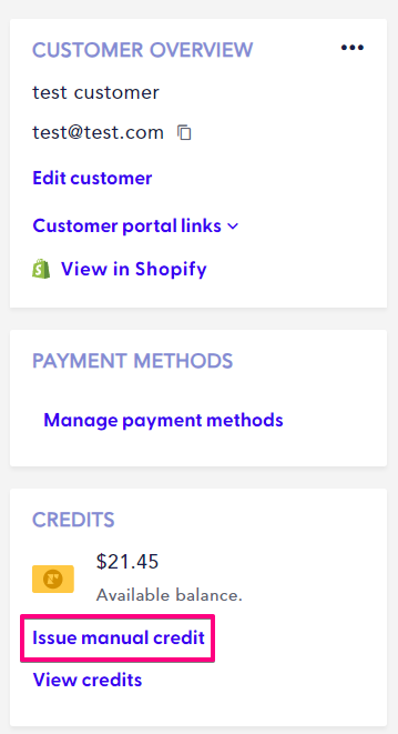 Issuing and adjusting credits manually – Recharge