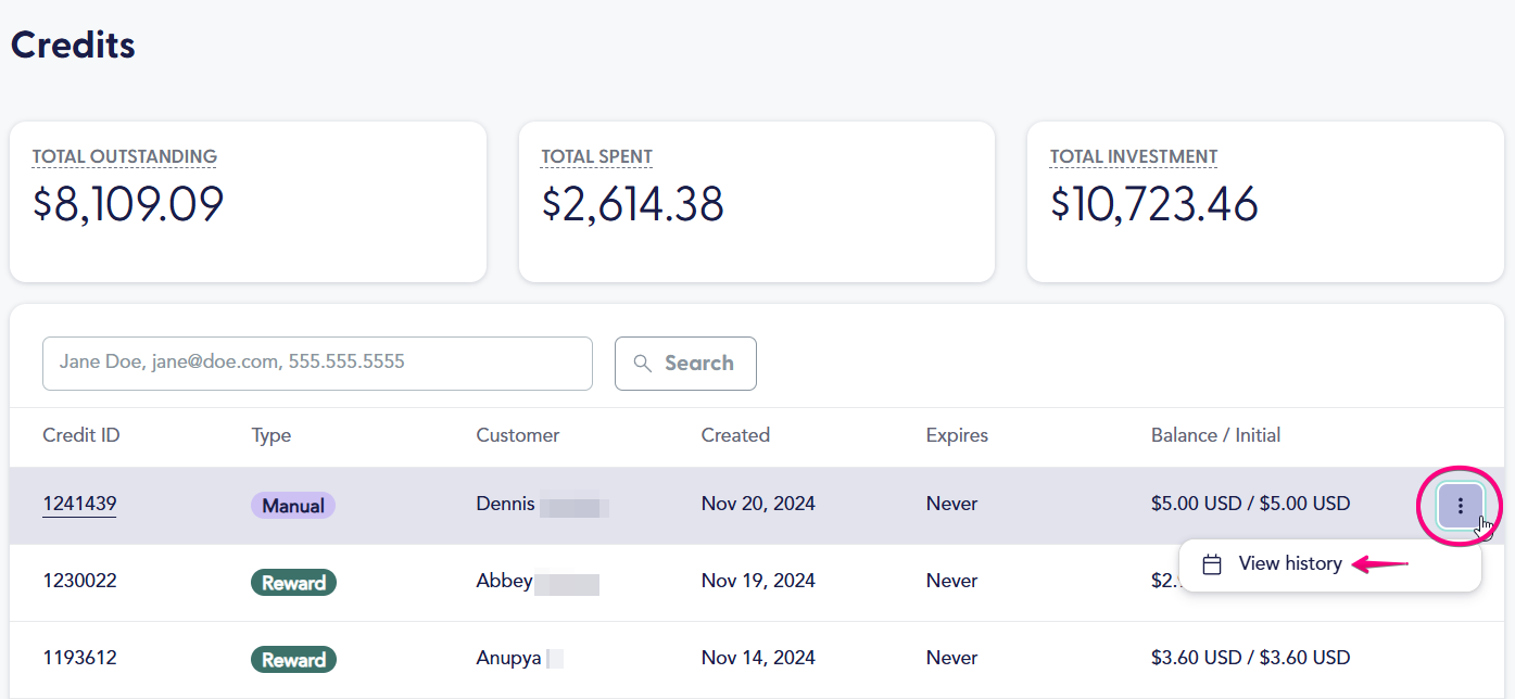 Credits – Recharge