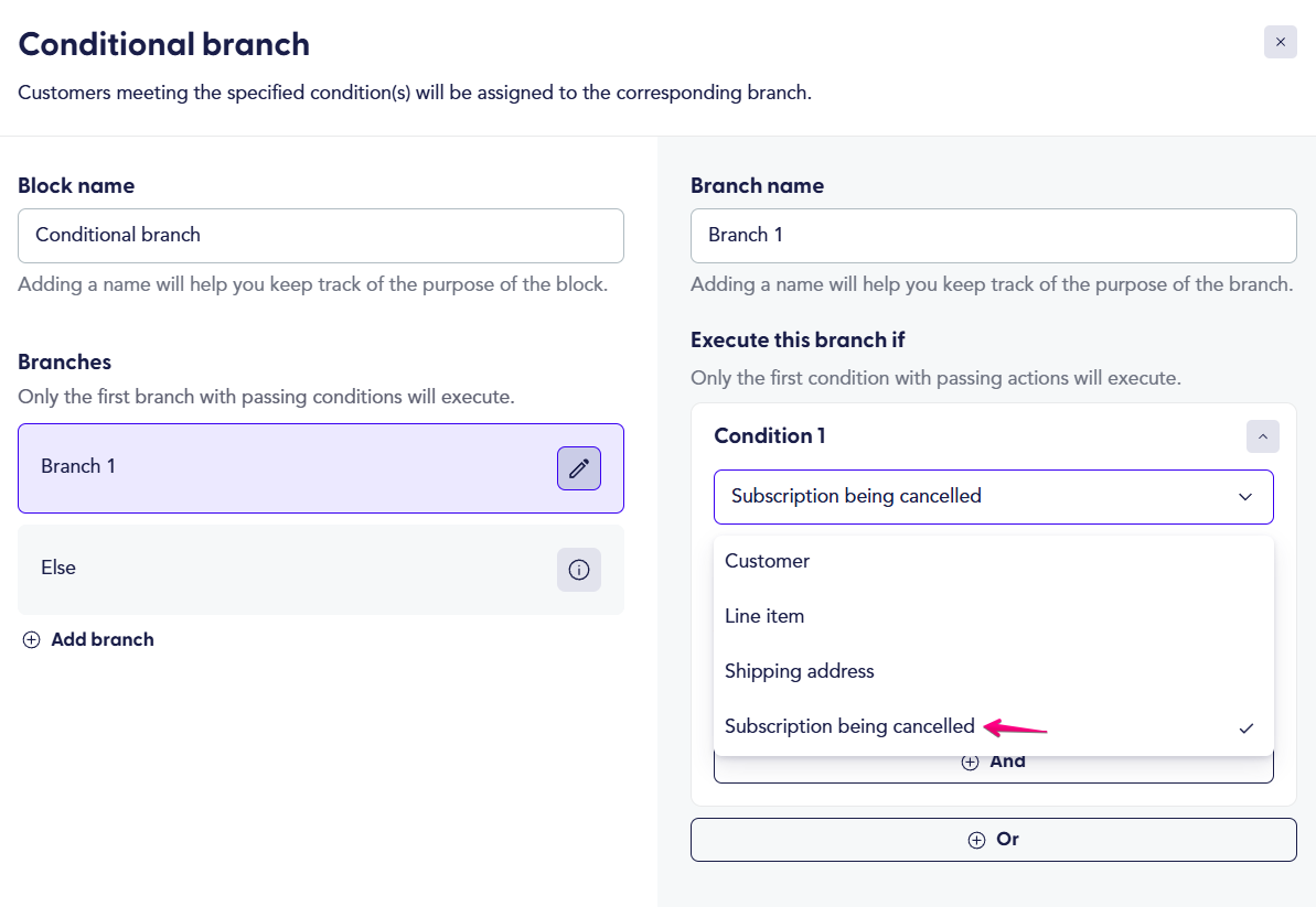 Cancellation Prevention conditional branch not working for specific ...