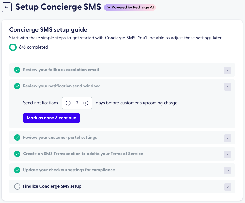 Concierge SMS onboarding guide – Recharge