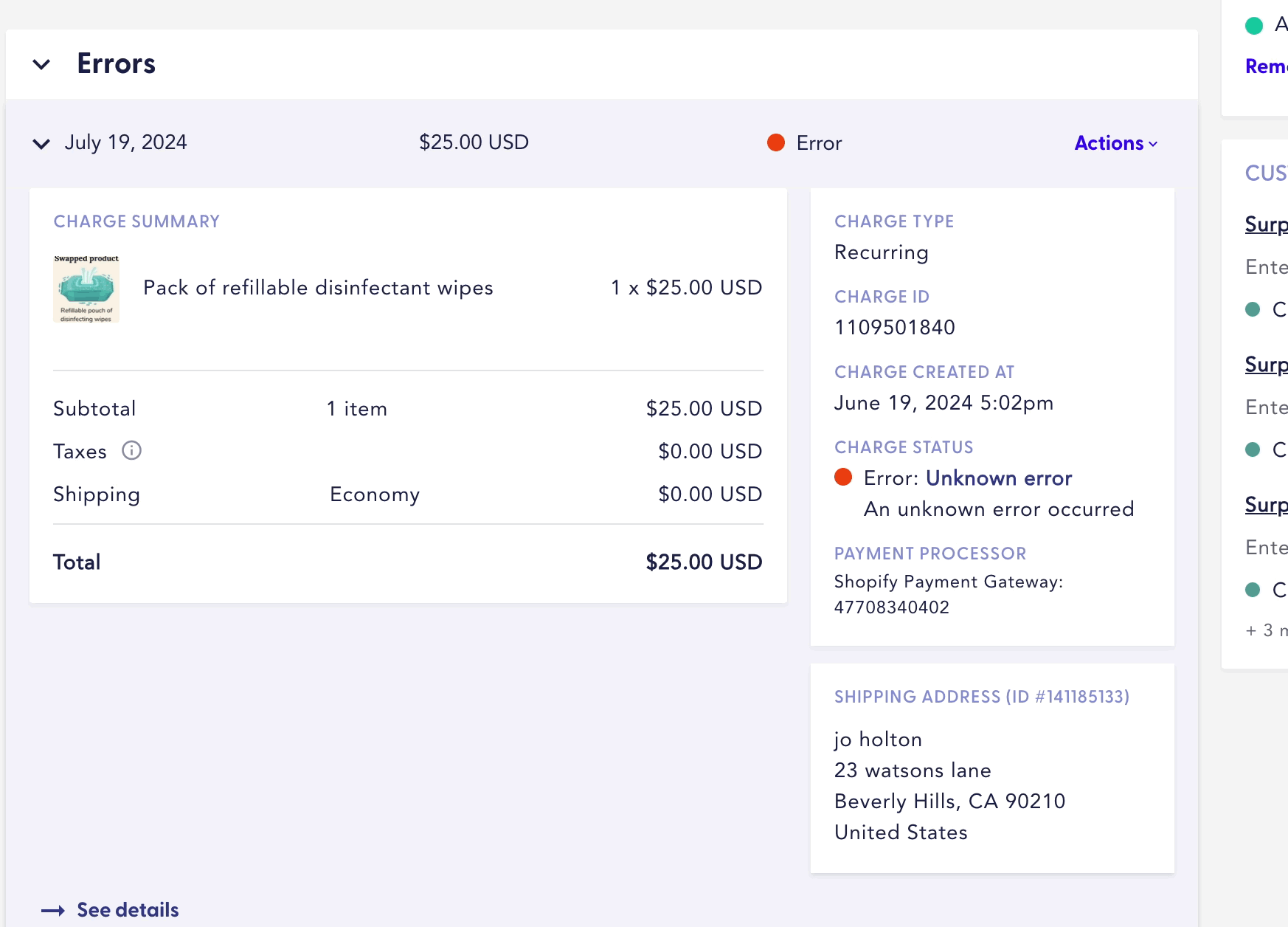 Managing order errors – Recharge