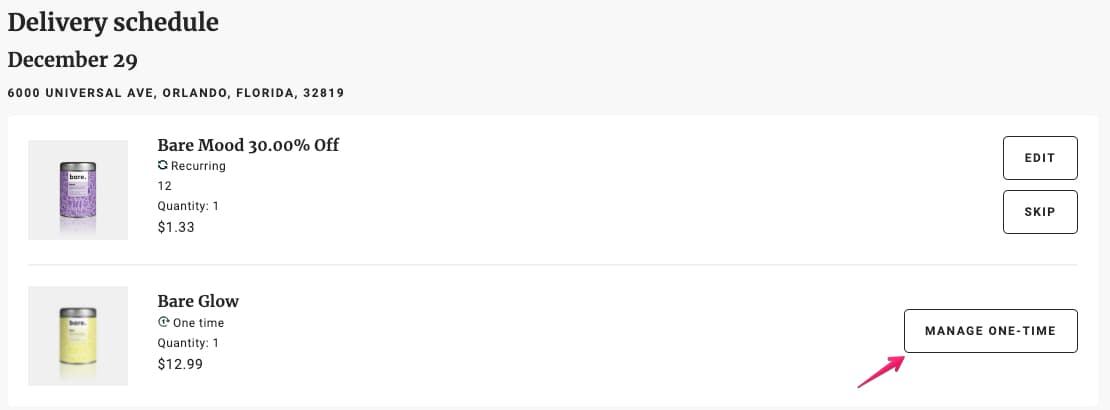 Adding or removing one-time products on an upcoming order – Recharge
