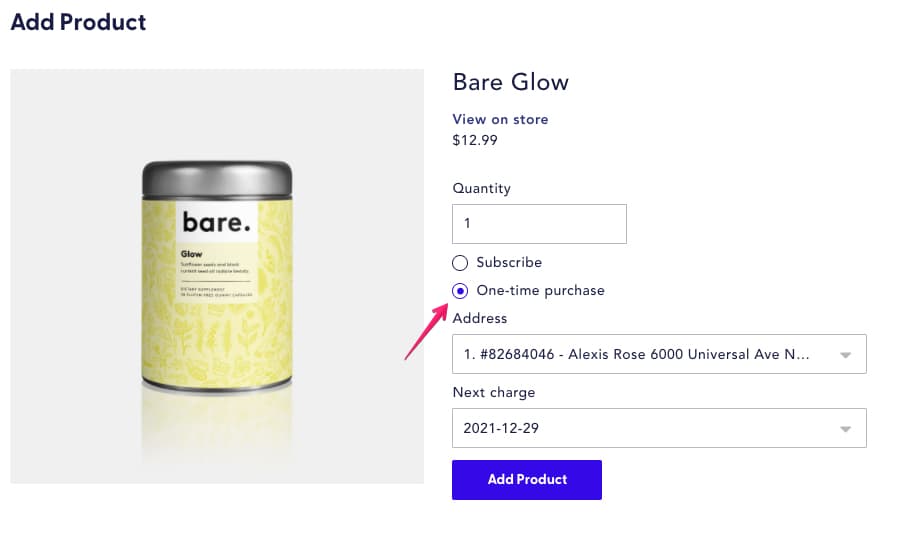 Adding or removing one-time products on an upcoming order – Recharge