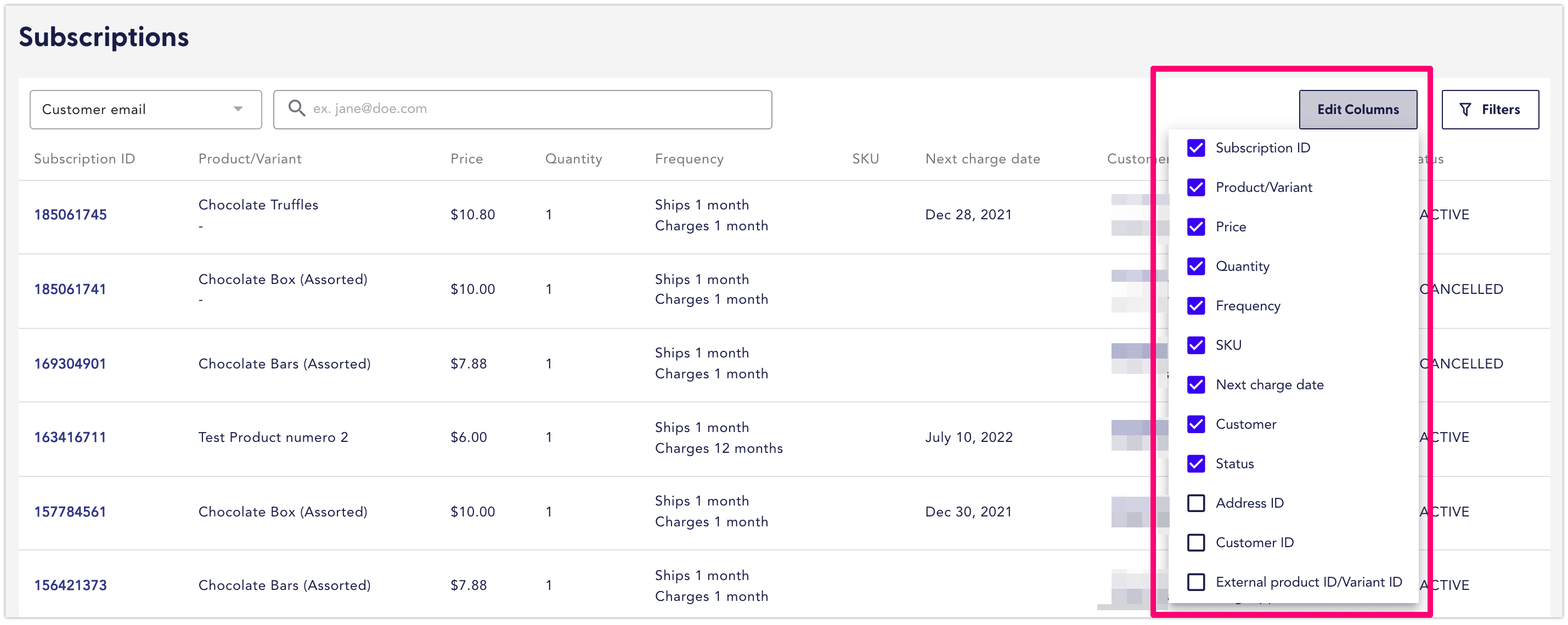 Understanding the Subscriptions tab in Recharge – Recharge