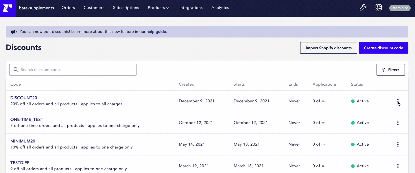 Discounts – Recharge