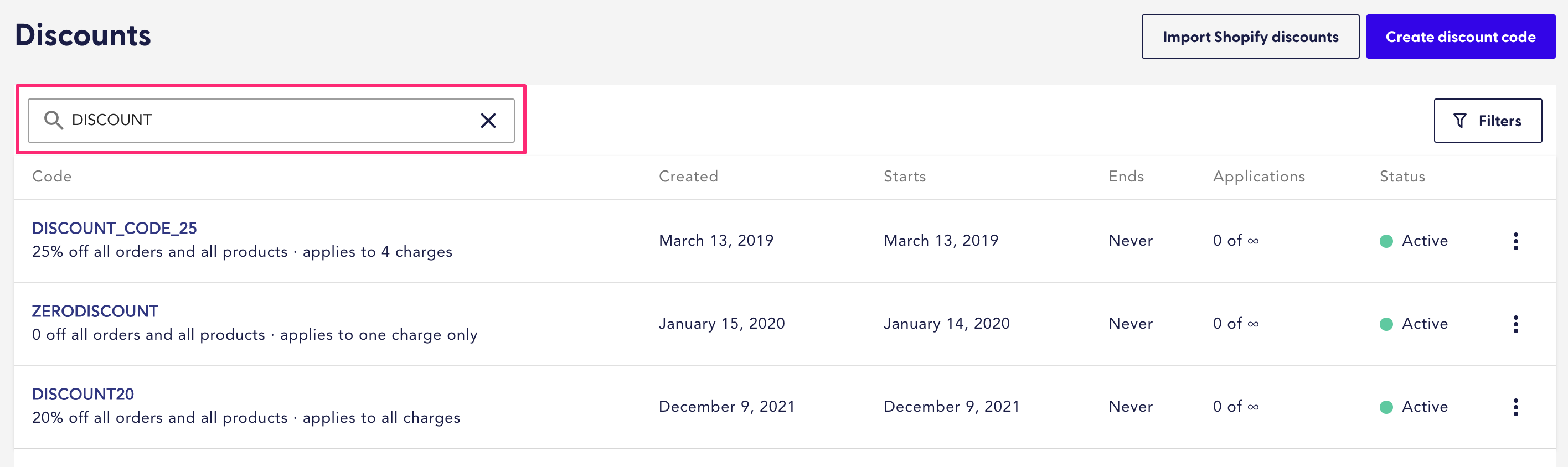 Discounts – Recharge