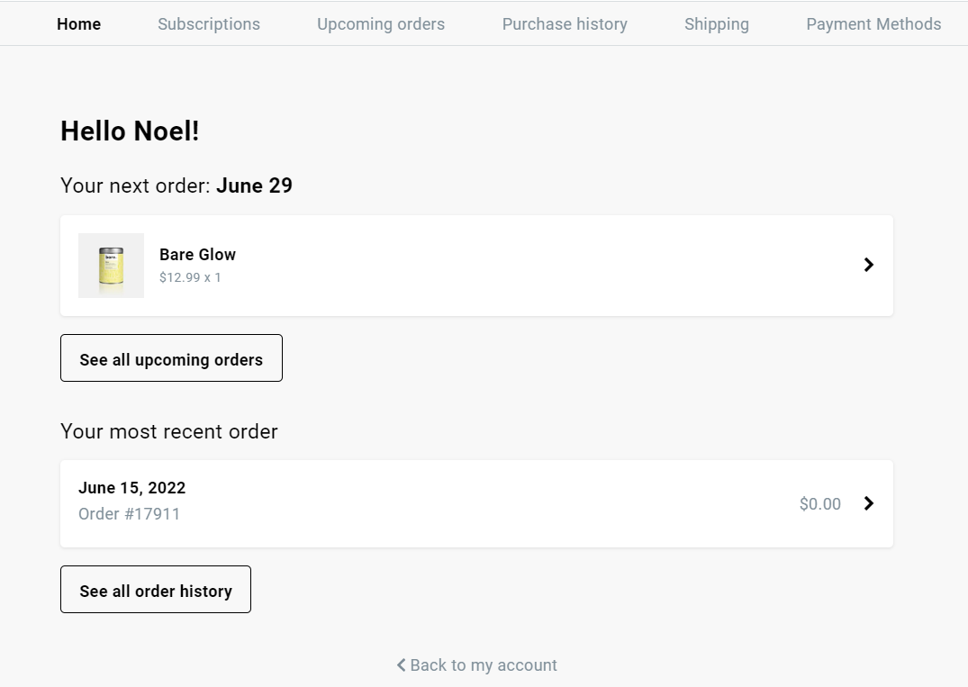 Using the Prima customer portal theme – Recharge Using the Prima customer portal theme – Recharge